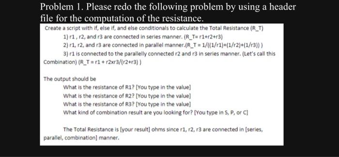 Solved Problem 1. Please redo the following problem by using | Chegg.com