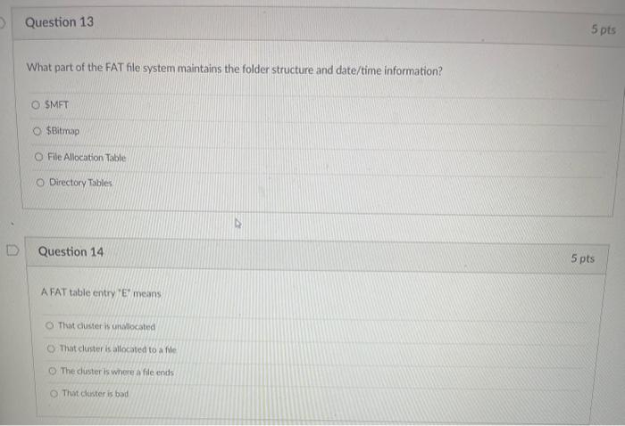 Solved What part of the FAT file system maintains the folder | Chegg.com