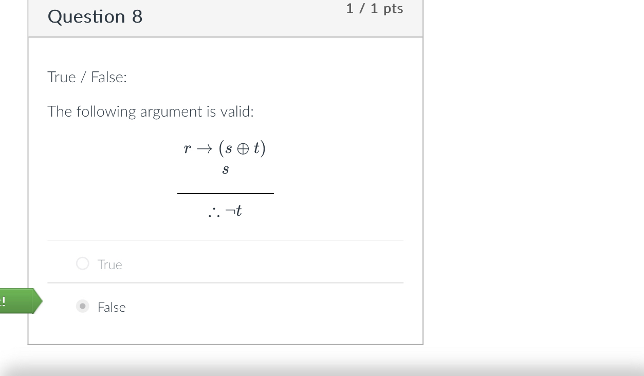 Solved Question 81 / 1 ﻿ptsTrue / ﻿False:The following | Chegg.com