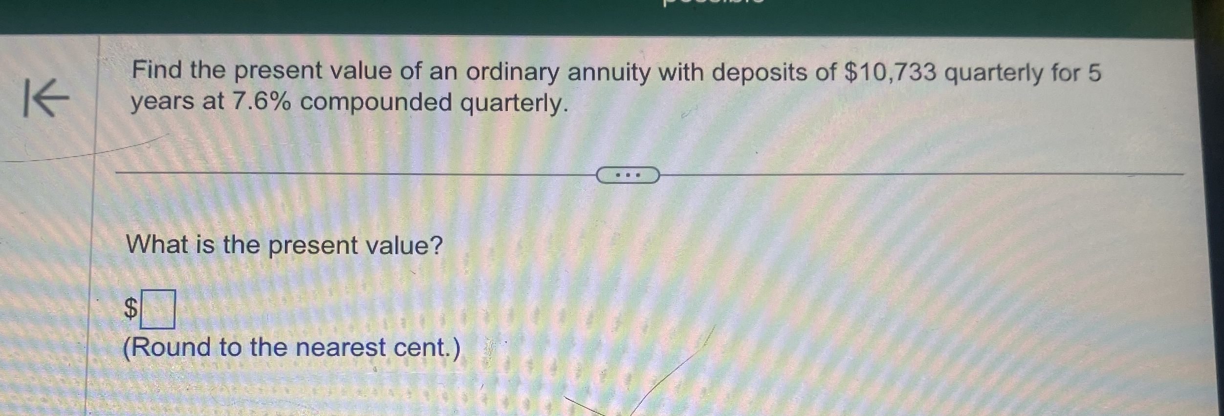 Solved Find the present value of an ordinary annuity with | Chegg.com