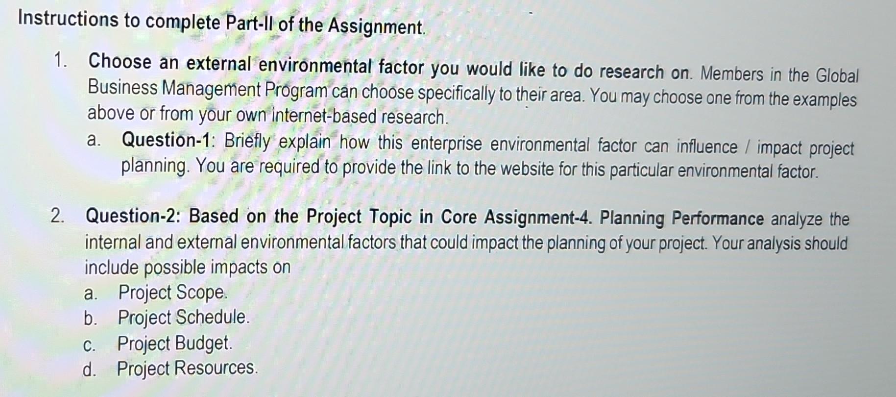 Solved nstructions to complete Part-ll of the Assignment. 1. | Chegg.com