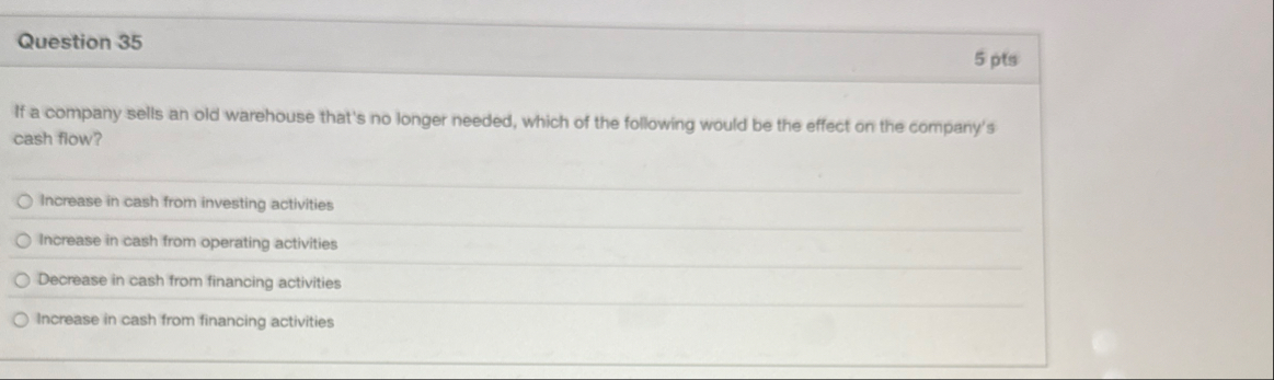 Question 355 ﻿ptsIf a company sells an old warehouse | Chegg.com