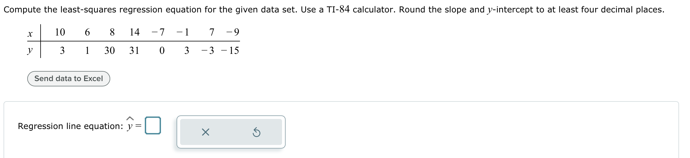 Solved Compute The Least Squares Regression Equation For The