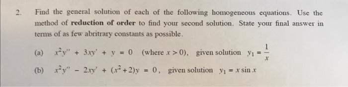 Solved Find the general solution of each of the following | Chegg.com