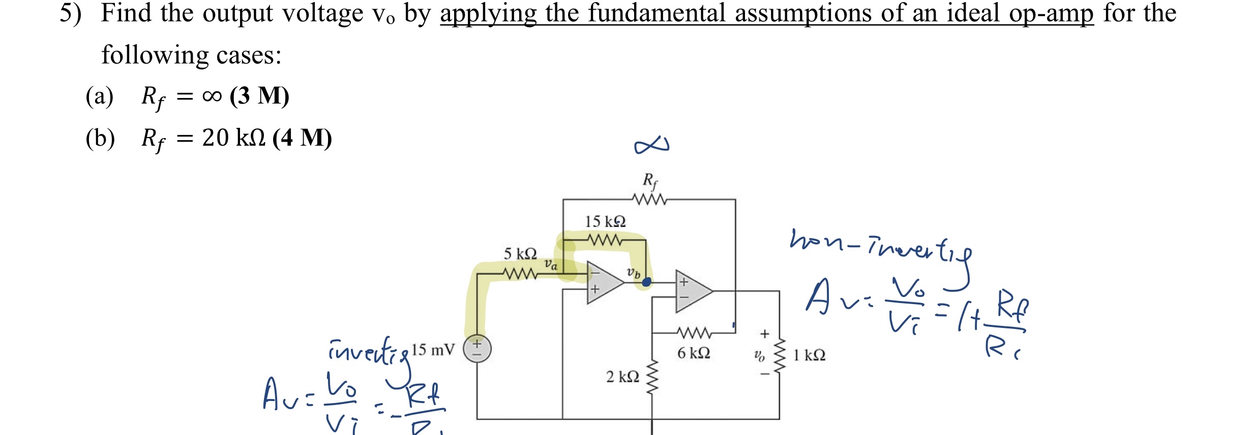 Solved Find the output voltage vo ﻿by applying the | Chegg.com