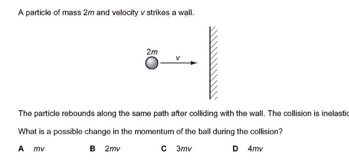 Solved A particle of mass 2m and velocity v strikes a wall. | Chegg.com