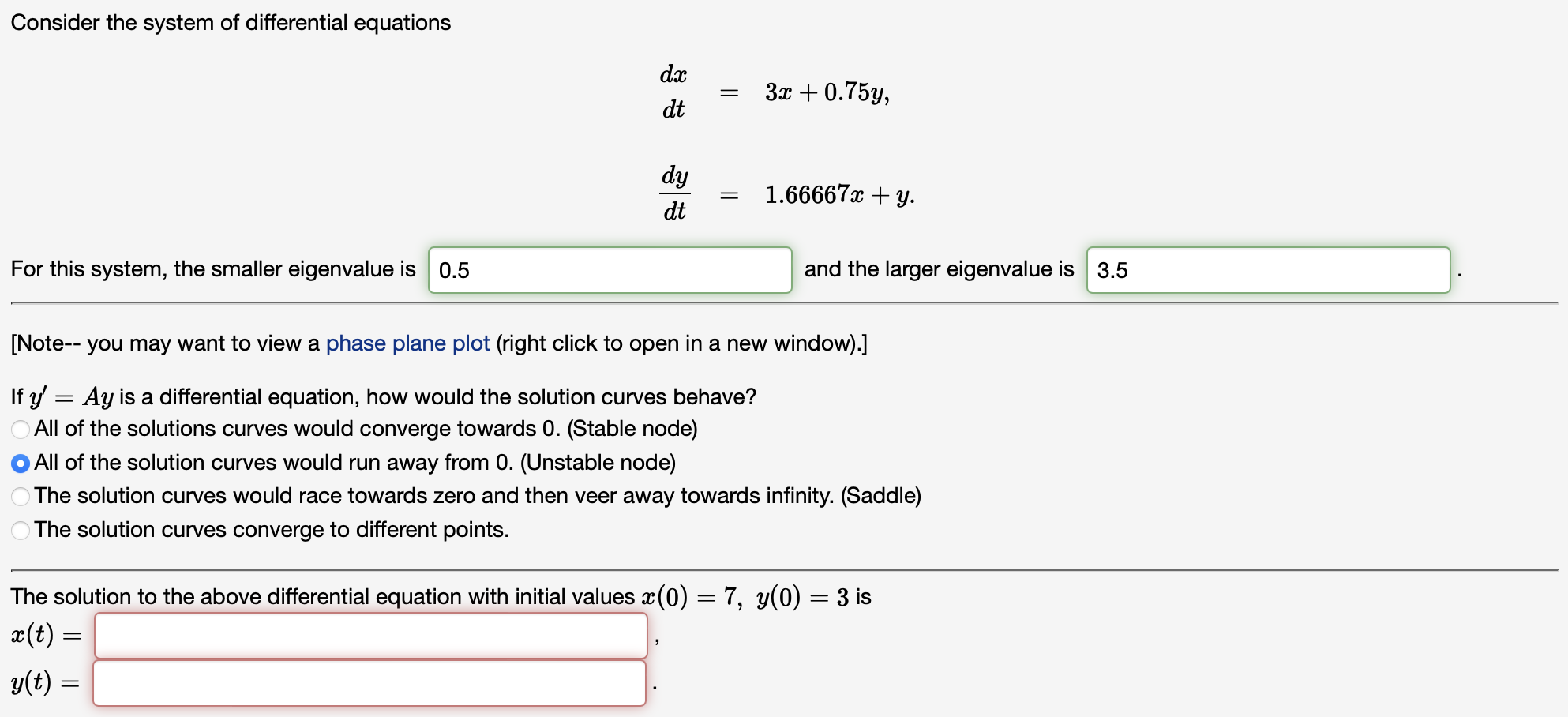 Solved [Note-- ﻿you may want to view a phase plane plot | Chegg.com