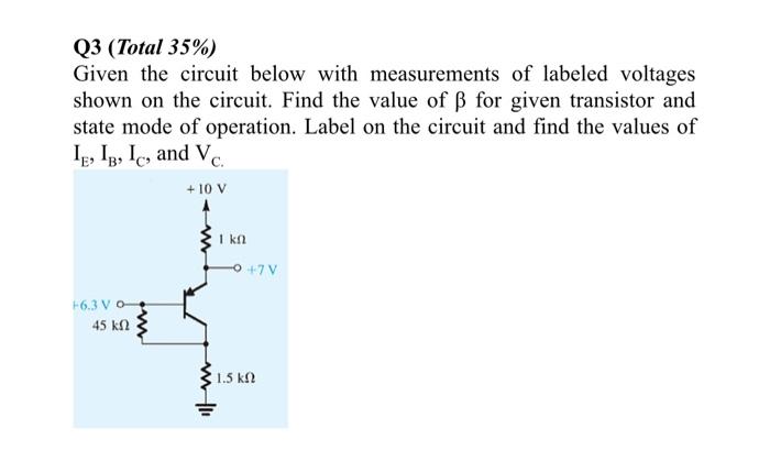Solved Q3 (Total 35\%) Given the circuit below with | Chegg.com