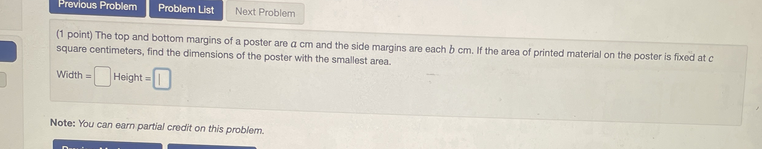 Solved Next Problem(1 ﻿point) ﻿The top and bottom margins of | Chegg.com