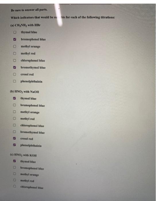 Solved Be sure to answer all parts. Which indicators that | Chegg.com