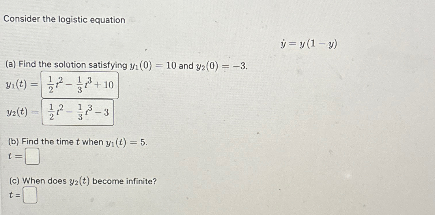 Solved Consider the logistic equationy˙=y(1-y)(a) ﻿Find the | Chegg.com