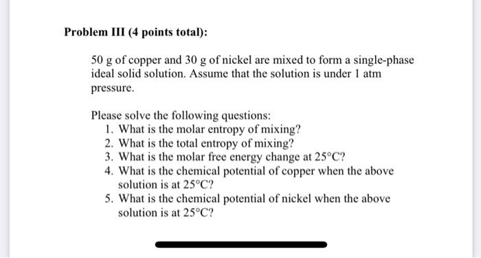 Solved Problem III (4 points total): 50 g of copper and 30 g | Chegg.com