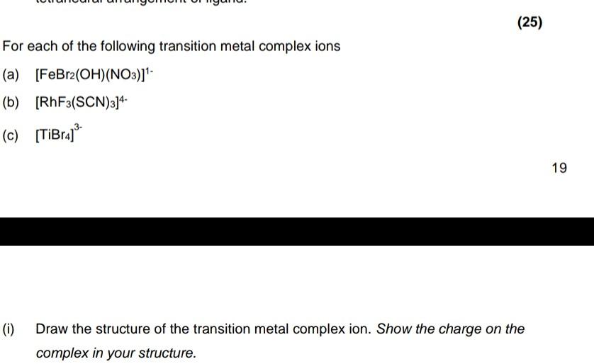 Solved For each of the following transition metal complex | Chegg.com