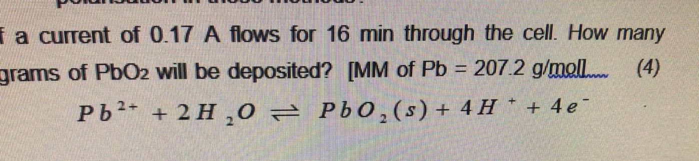 Solved a current of 0.17 A flows for 16 min through the | Chegg.com