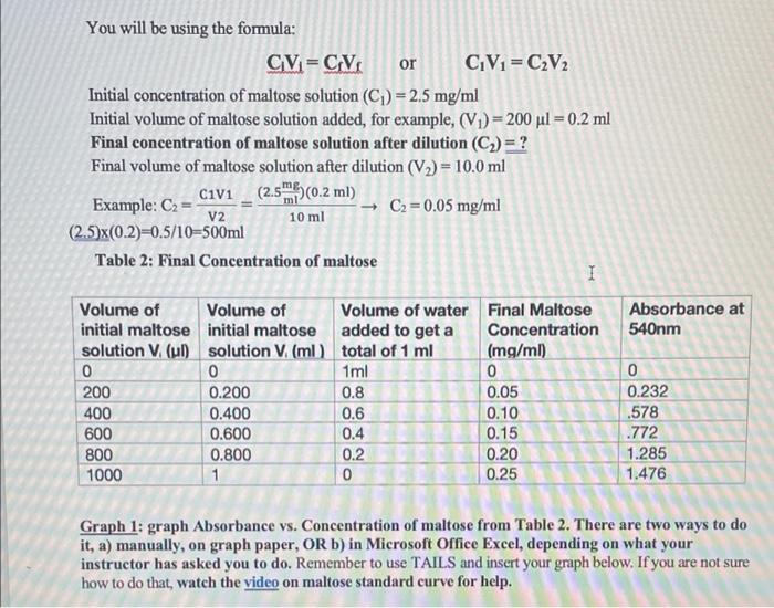 Solved or You will be using the formula: CV=CV CV=C2V2 | Chegg.com