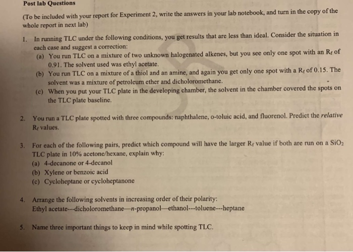 Solved Post lab Questions (To be included with your report | Chegg.com