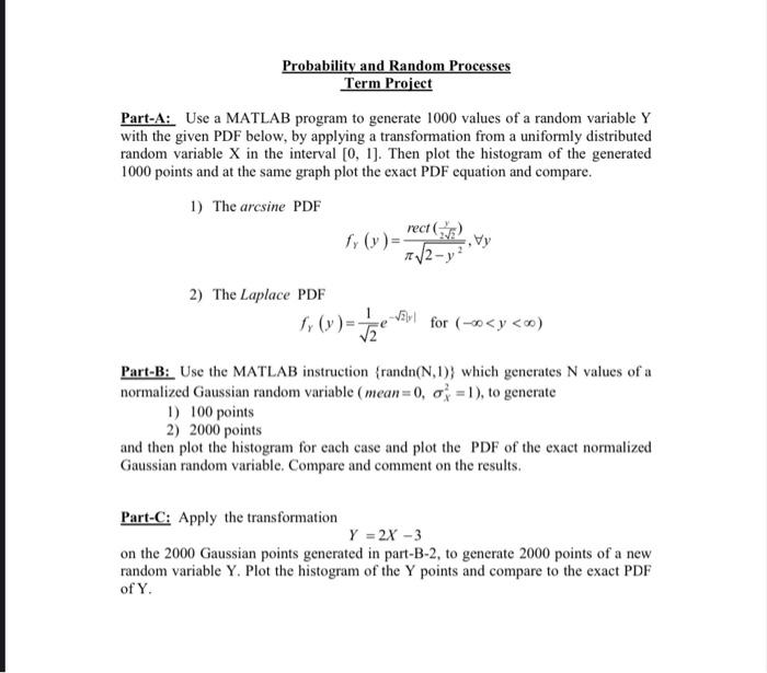 Probability and Random Processes Term Project Part-A: | Chegg.com