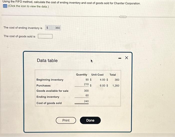 Solved Using the FIFO method, calculate the cost of ending | Chegg.com