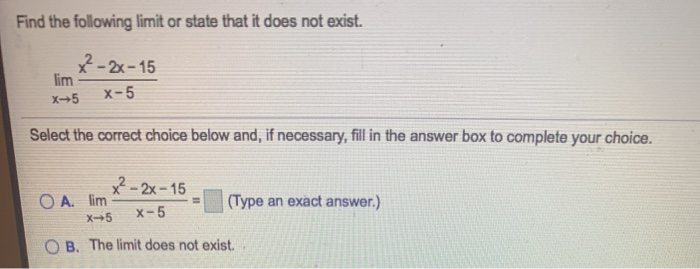 Solved Find the following limit or state that it does not | Chegg.com