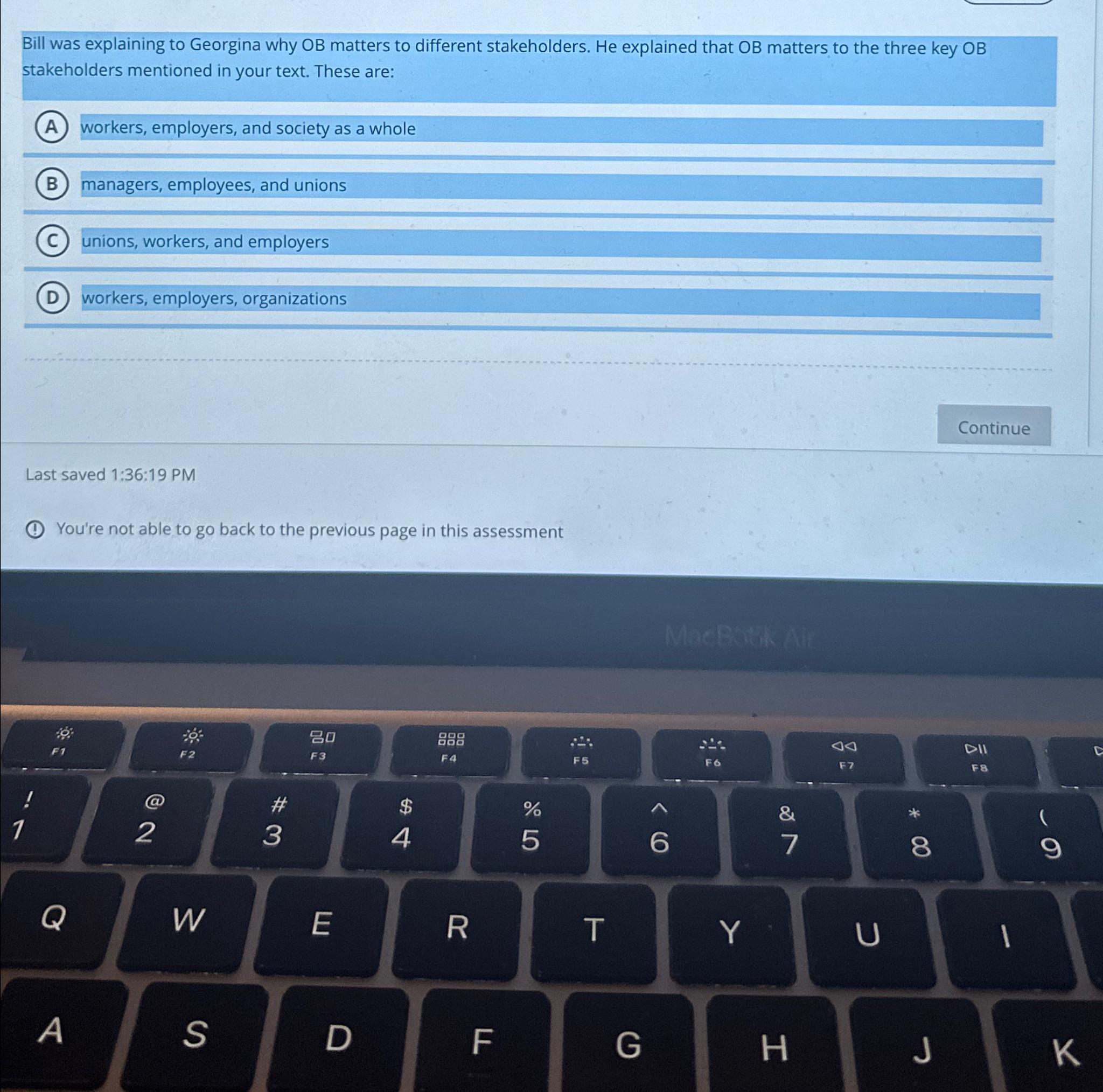 Solved Bill was explaining to Georgina why OB matters to | Chegg.com