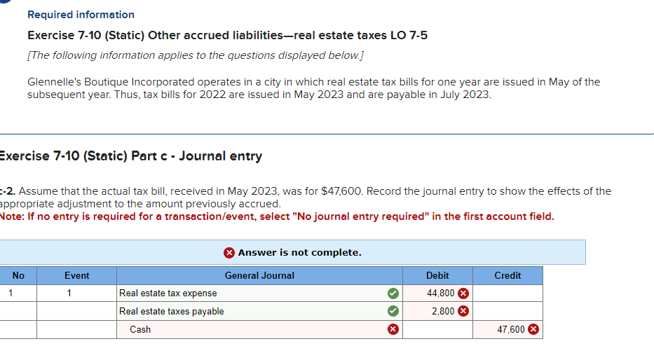 Solved Exercise 7-10 (Static) ﻿Part c - ﻿Journal entry-2. | Chegg.com
