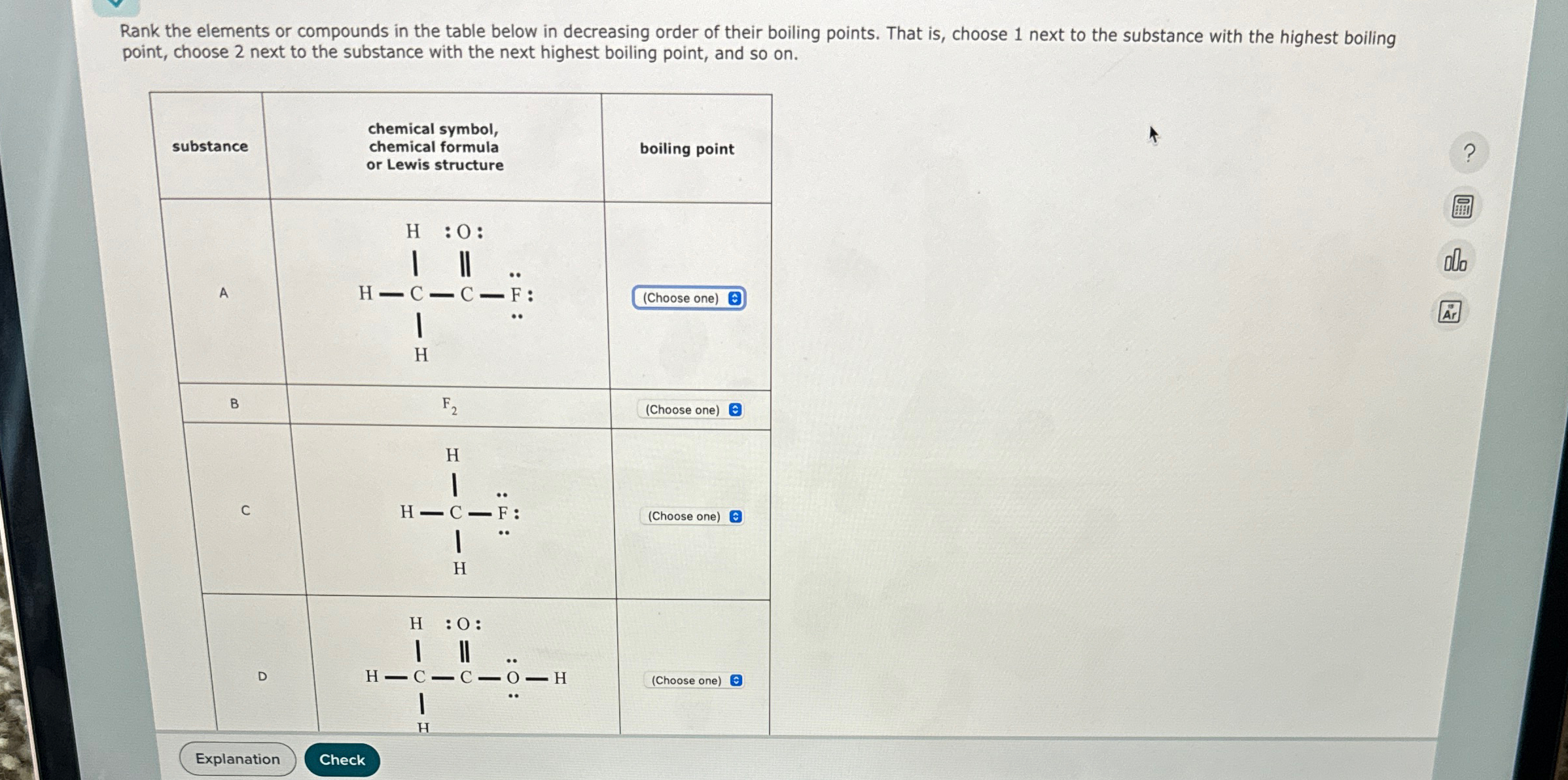 Solved Rank the elements or compounds in the table below in | Chegg.com