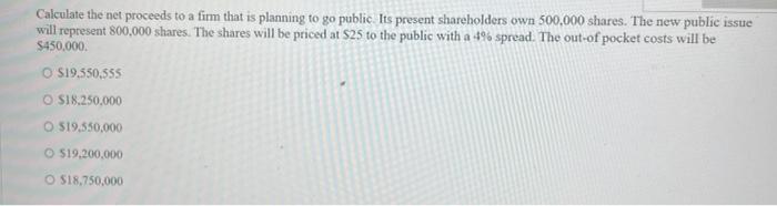 Solved Calculate the net proceeds to a firm that is planning | Chegg.com