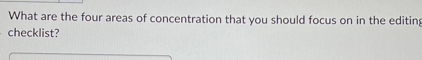Solved What are the four areas of concentration that you | Chegg.com