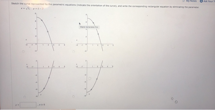 Solved My Notes Sketch the curve represented by the | Chegg.com