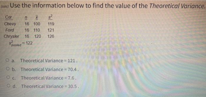 Solved (calc) Use the information below to find the value of | Chegg.com
