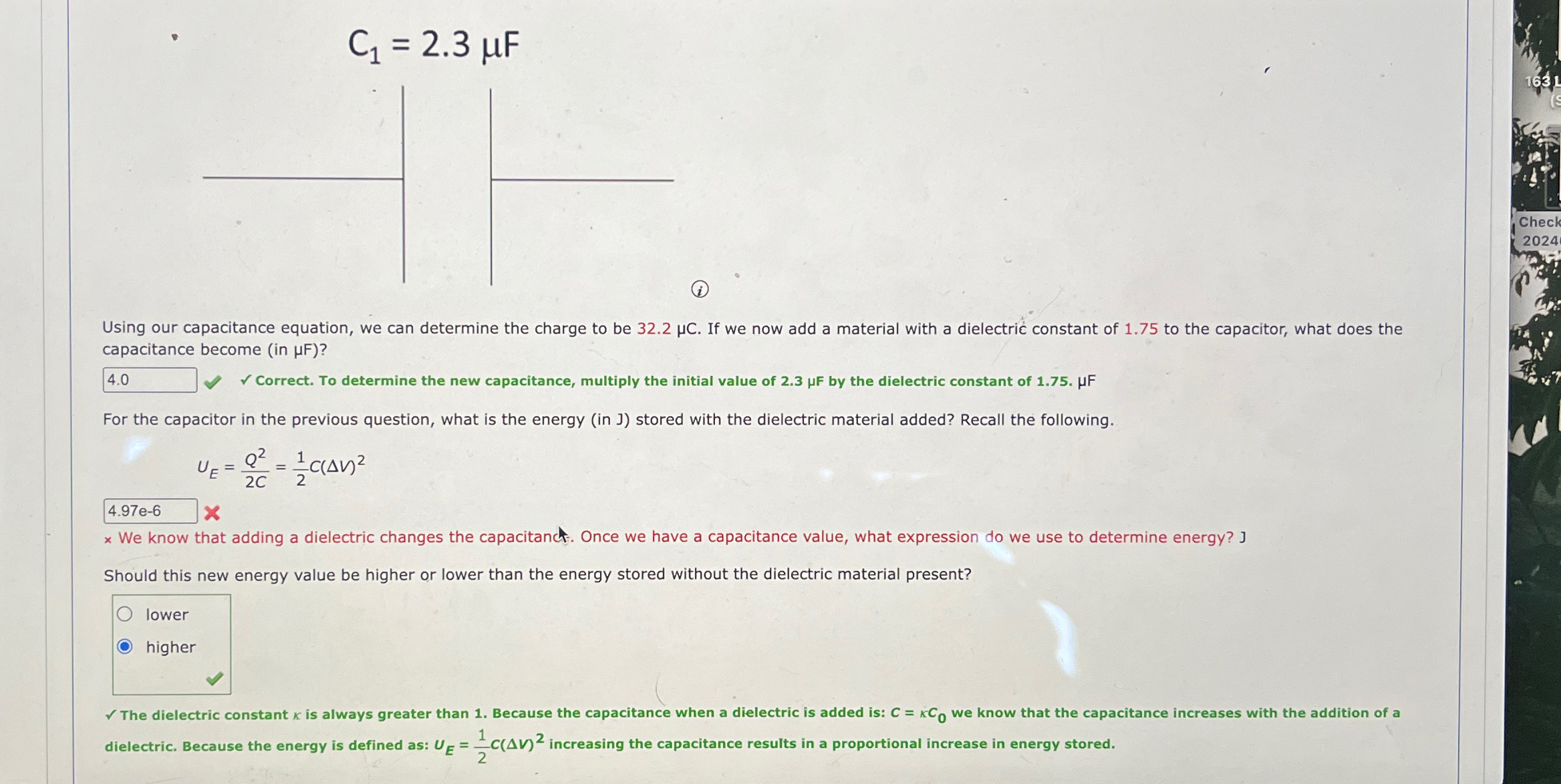 Solved capacitance become (in μF )? ﻿Correct. To determine | Chegg.com