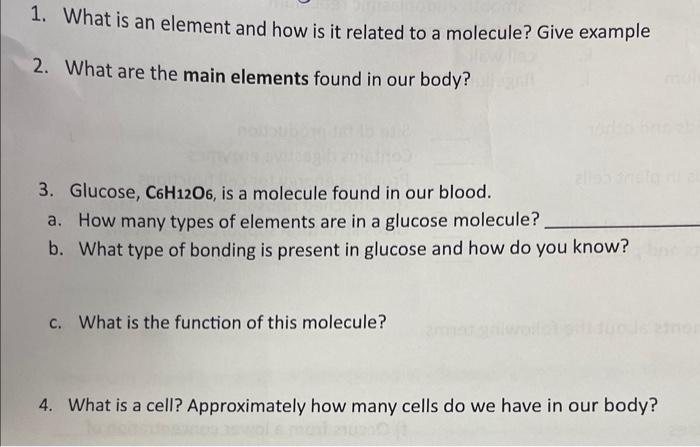 Solved 1. What is an element and how is it related to a | Chegg.com