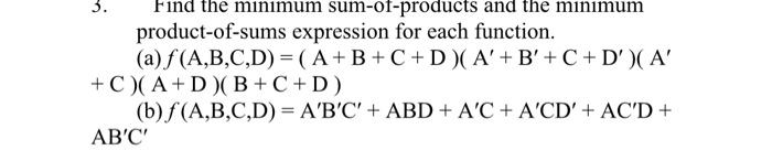 Solved Find the minimum sum-of-products and the minimum | Chegg.com