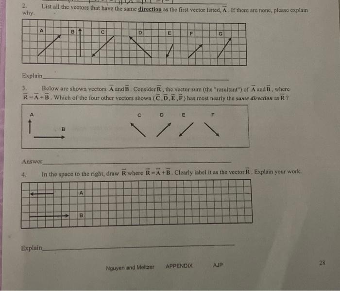 Solved 2. List all the vectors that have the same direction | Chegg.com