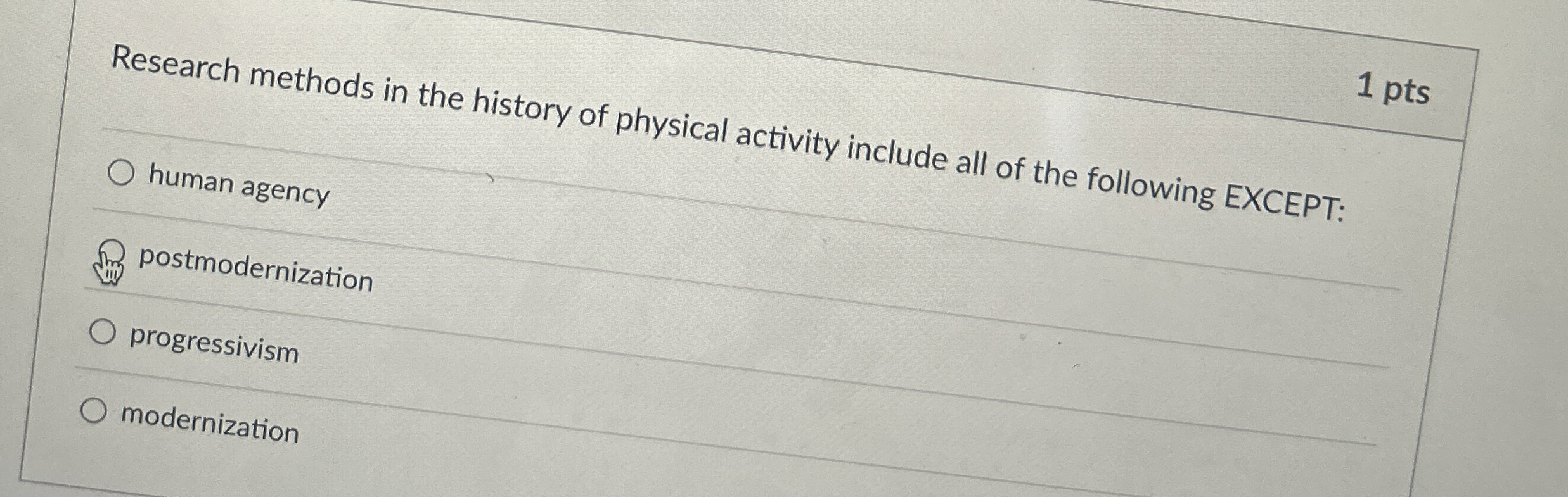 Solved 1 ﻿ptsResearch methods in the history of physical | Chegg.com