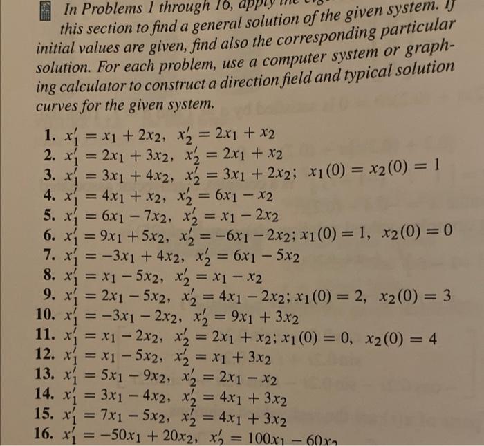 Solved fo find a general solution of the given system. If | Chegg.com