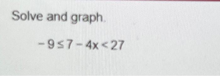 Solved Solve and graph. −9≤7−4x
