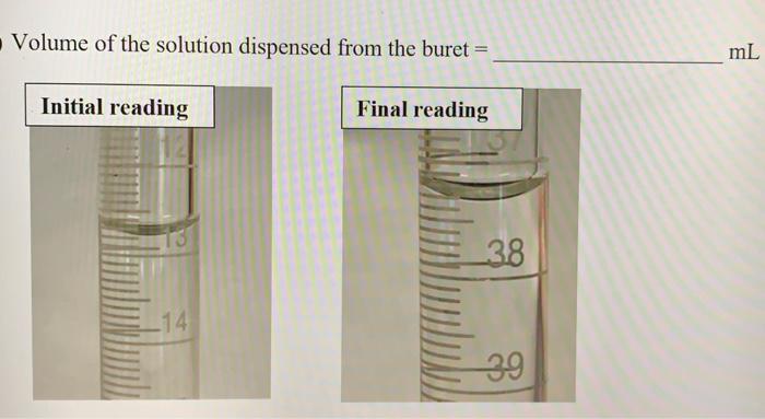Solved Volume of the solution dispensed from the buret = mL | Chegg.com