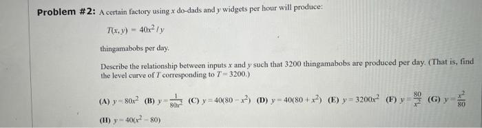 Solved Problem #2: A certain factory using a do-dads and y | Chegg.com