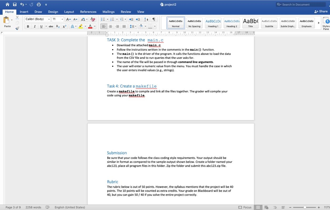 Solved Computer Science Task 3 Complete The Main Cdownload