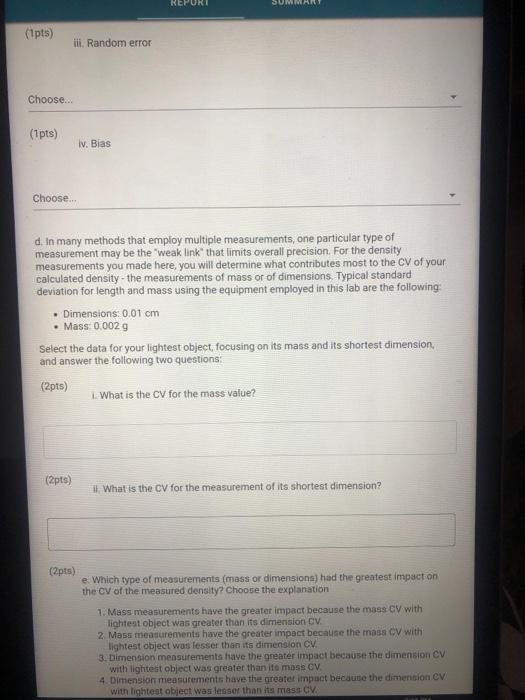 Data and Report Submission - Introduction to | Chegg.com