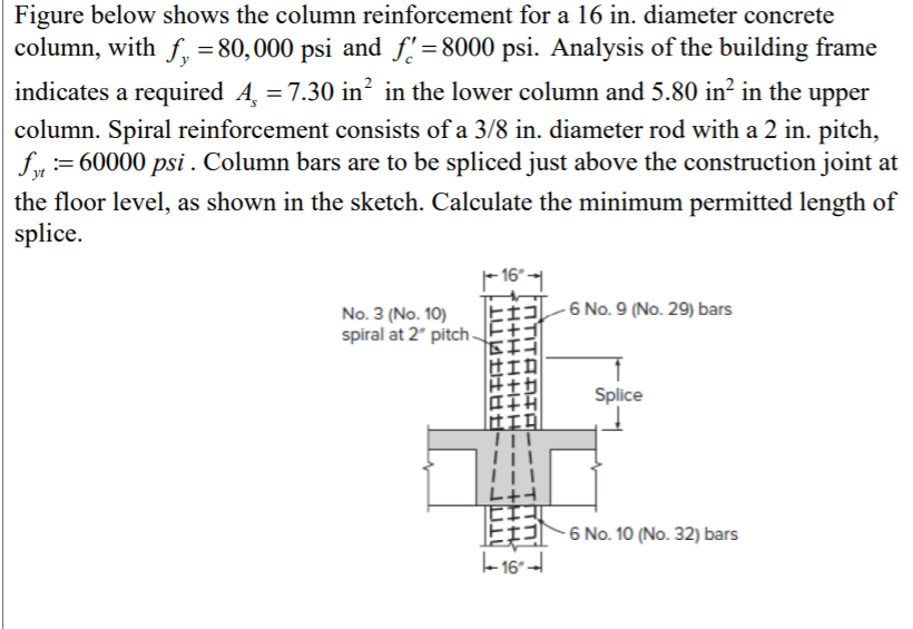 Solved Figure below shows the column reinforcement for a 16 | Chegg.com