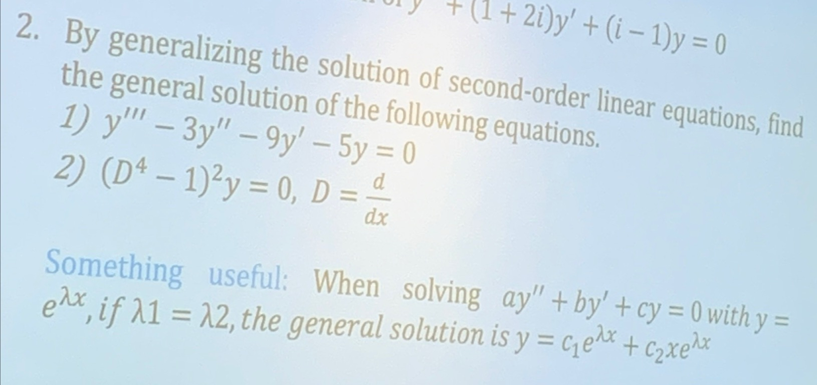 Solved By generalizing the solution of second-order linear | Chegg.com