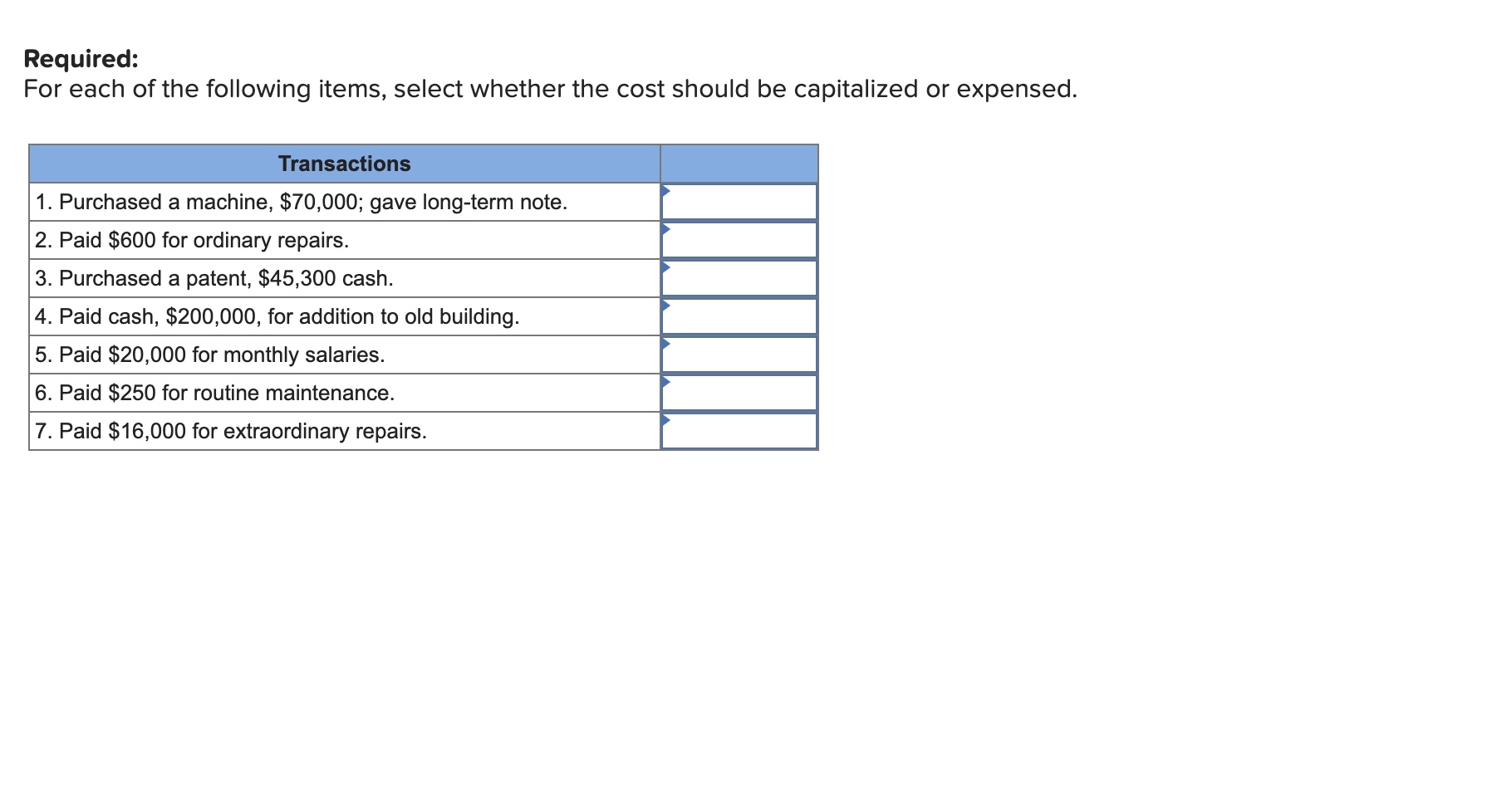 Solved Required:For each of the following items, select | Chegg.com