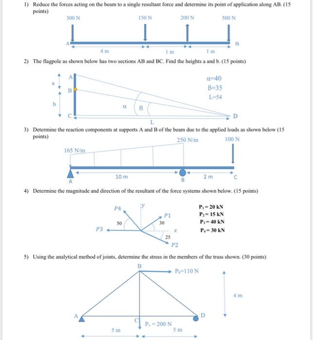 Solved 2) The flagpole as shown below has two sections AB | Chegg.com