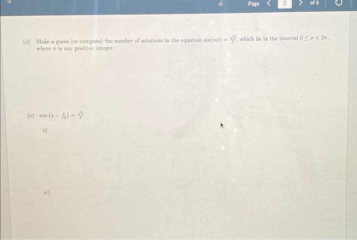 Solved Problem 1 For Each Trigonometric Equation Below I Chegg