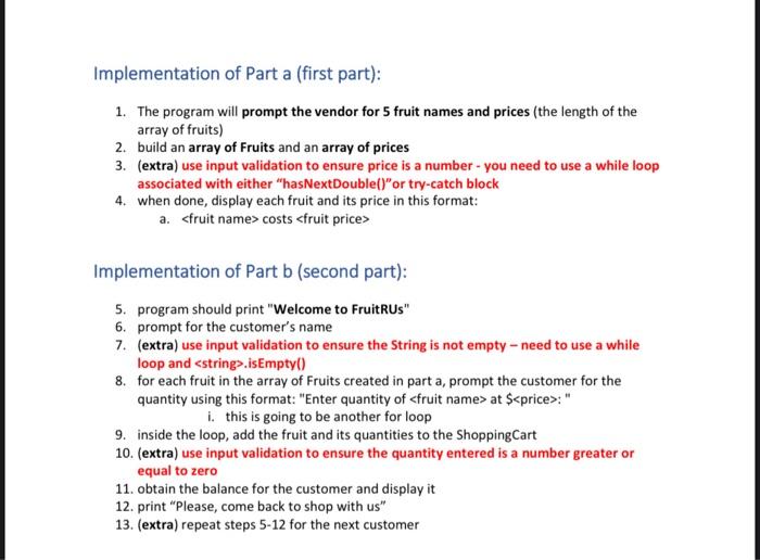 Solved 3. Create class Fruit with the following fields and | Chegg.com