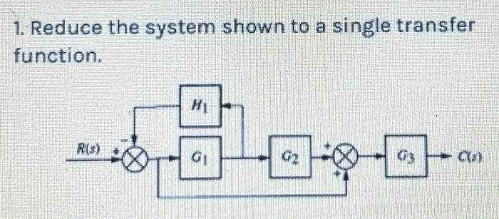 Solved a 1. Reduce the system shown to a single transfer | Chegg.com