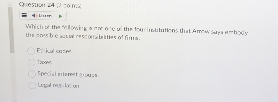 Solved Question 24 (2 ﻿points)Which of the following is not | Chegg.com
