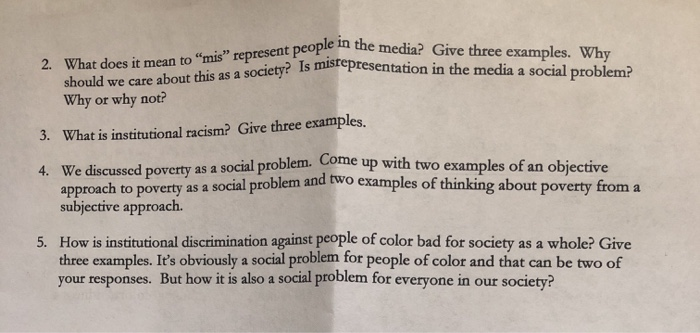 1. What is the objective approach to social problems? | Chegg.com
